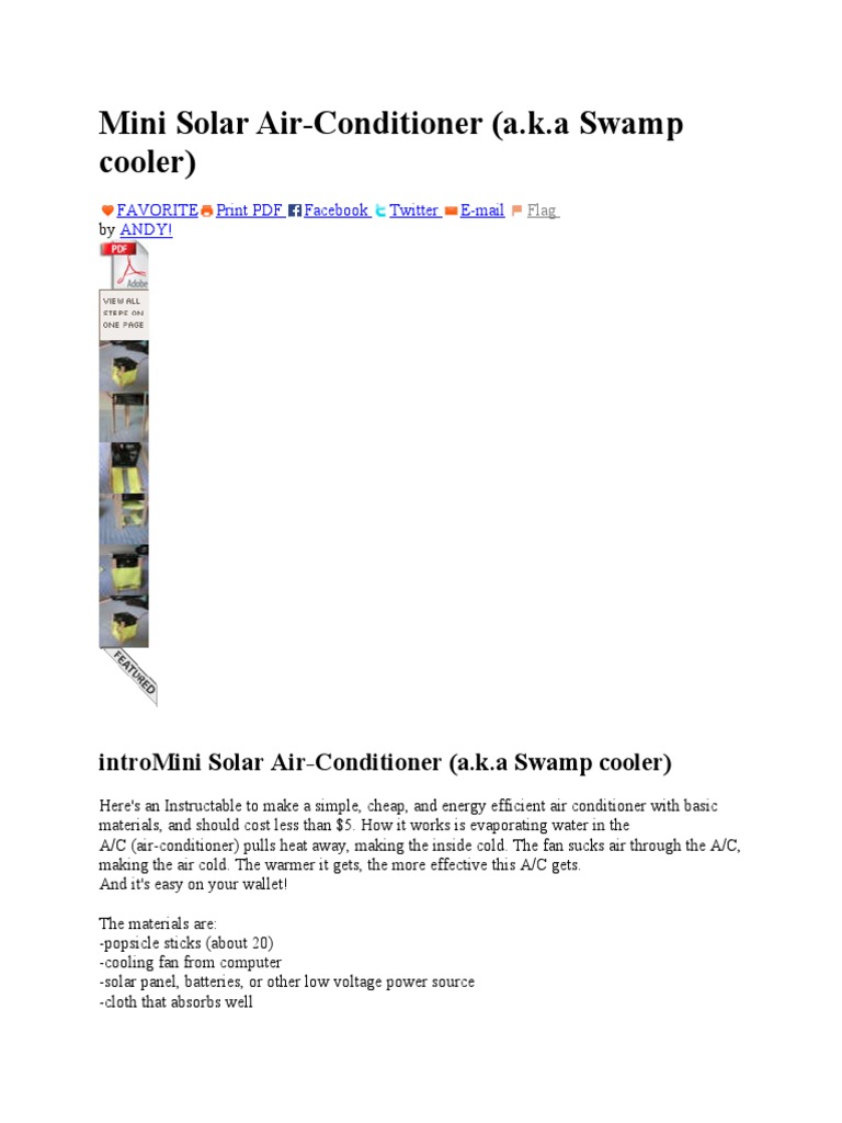 DIY Mini Solar Air Conditioner | PDF