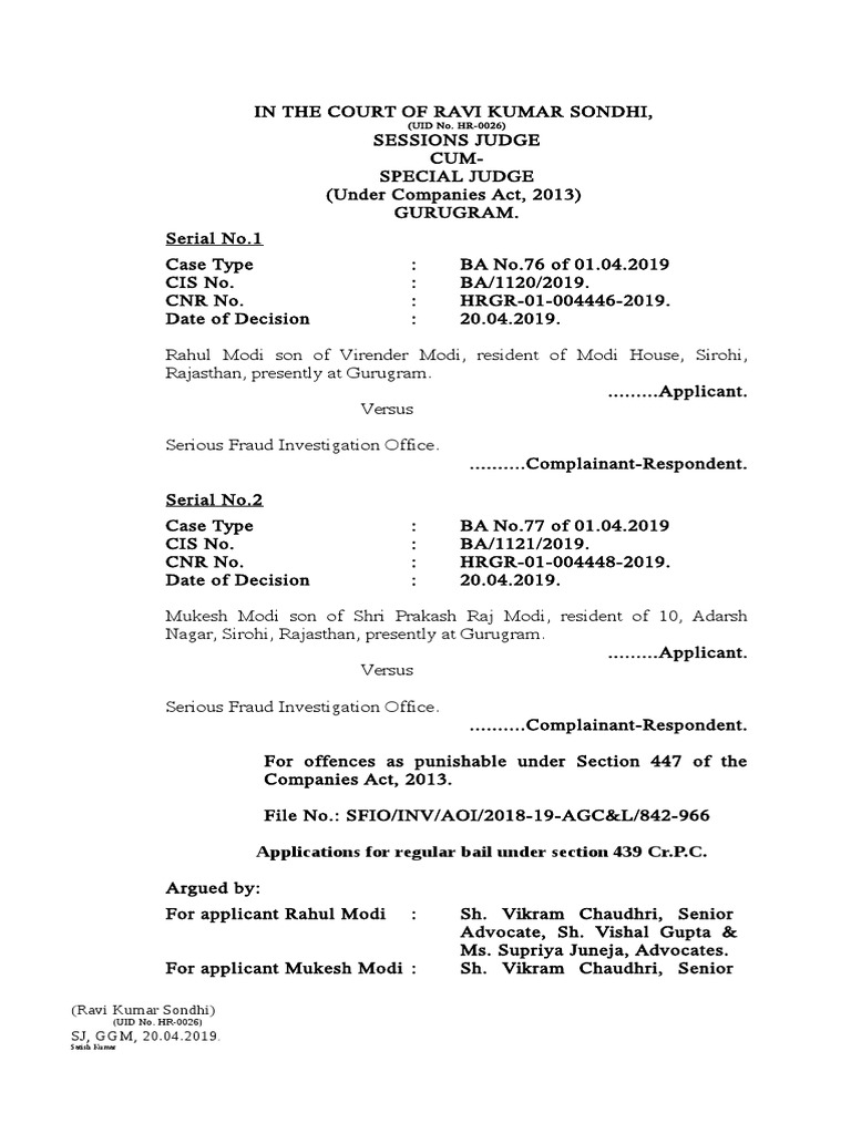 Adarsh Rejection of Bail by Special Court | PDF | Bail | Criminal ...
