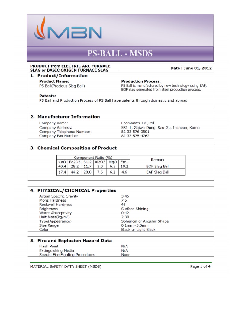 Ps Ball - Msds | PDF