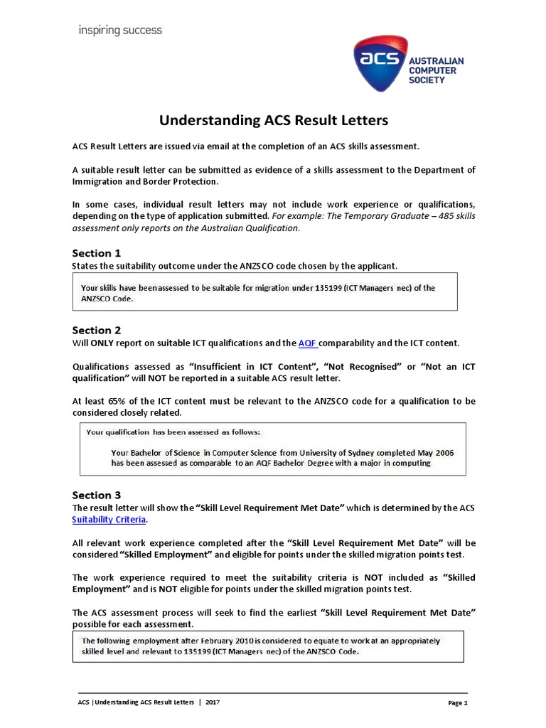 Understanding ACS Result Letters - 2017 PDF | PDF | Educational ...