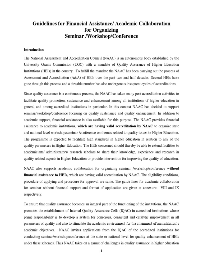 Seminarguidelines For Financial Assistance 12 Feb 2019 Pdf Expense