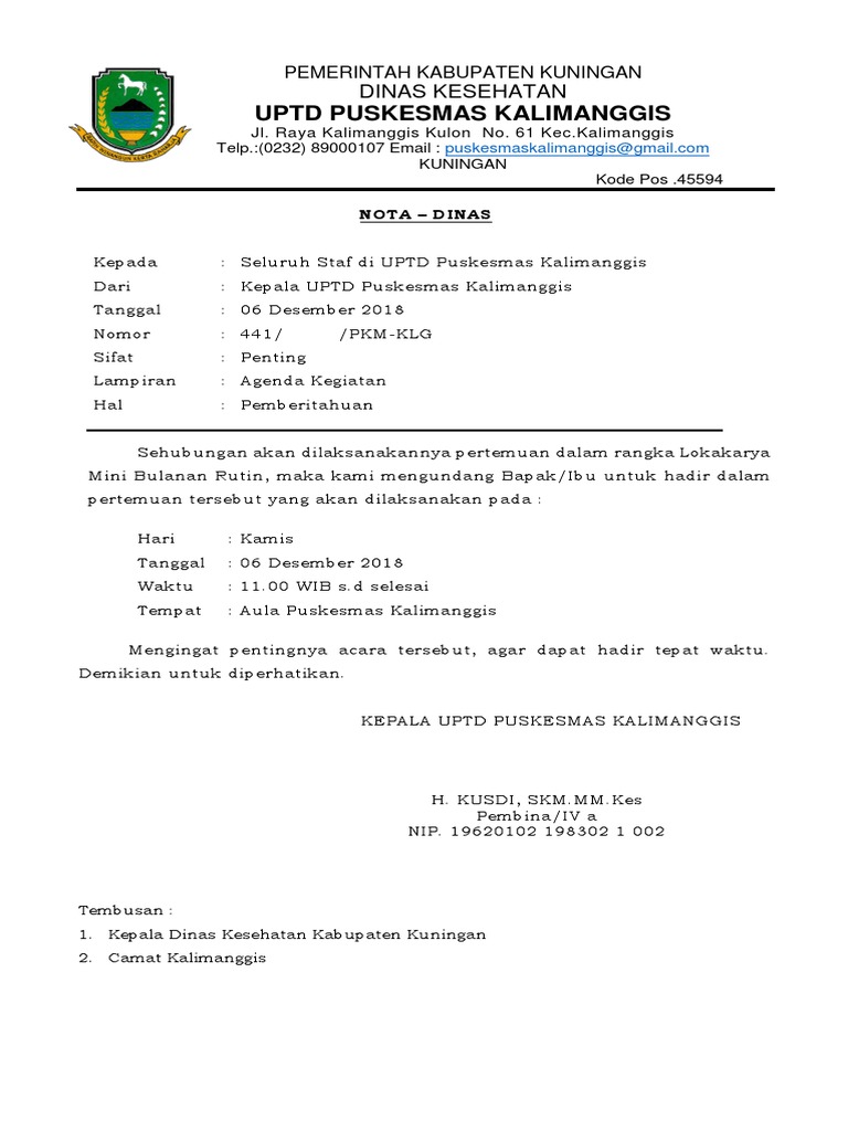 Nota Dinas Lokbul | PDF