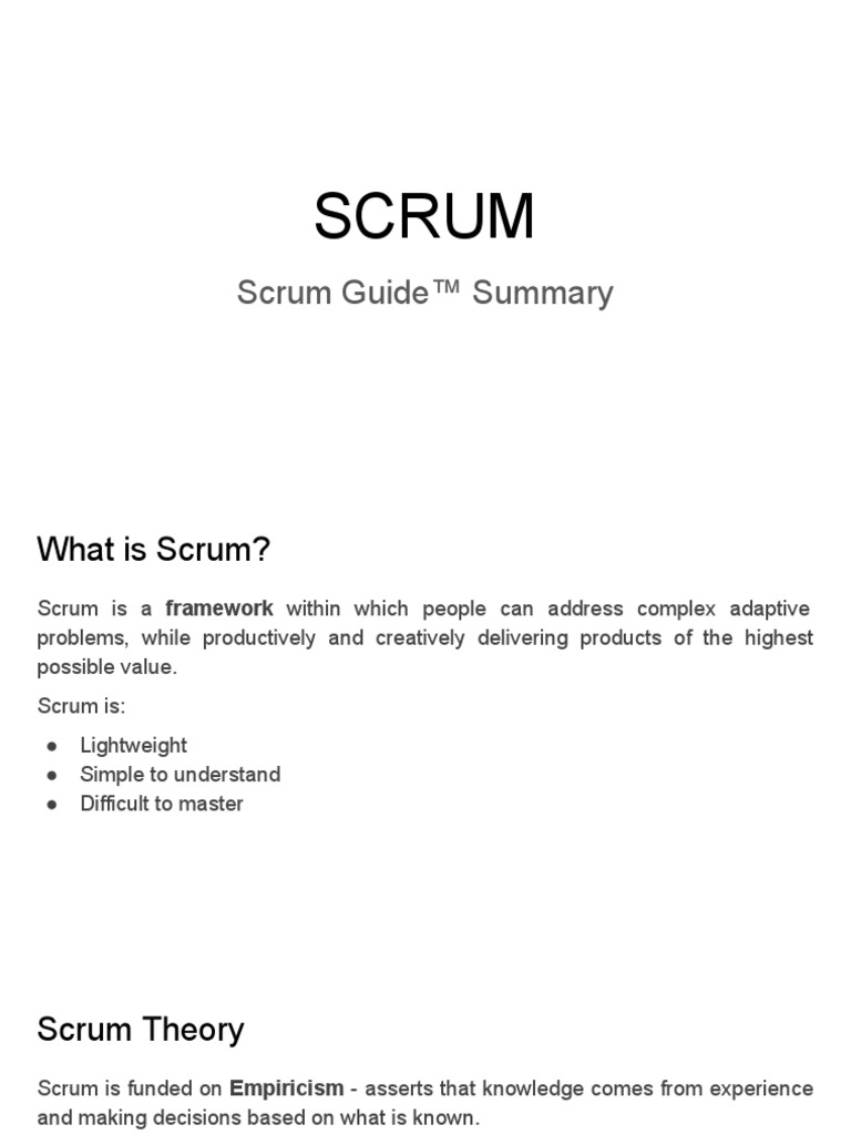 Scrum Guide Summary | PDF | Scrum (Software Development) | Cognition