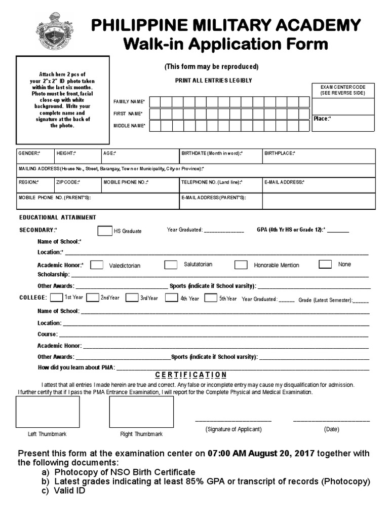 Pmaee Application Form Walk in 2017 | PDF | Learning