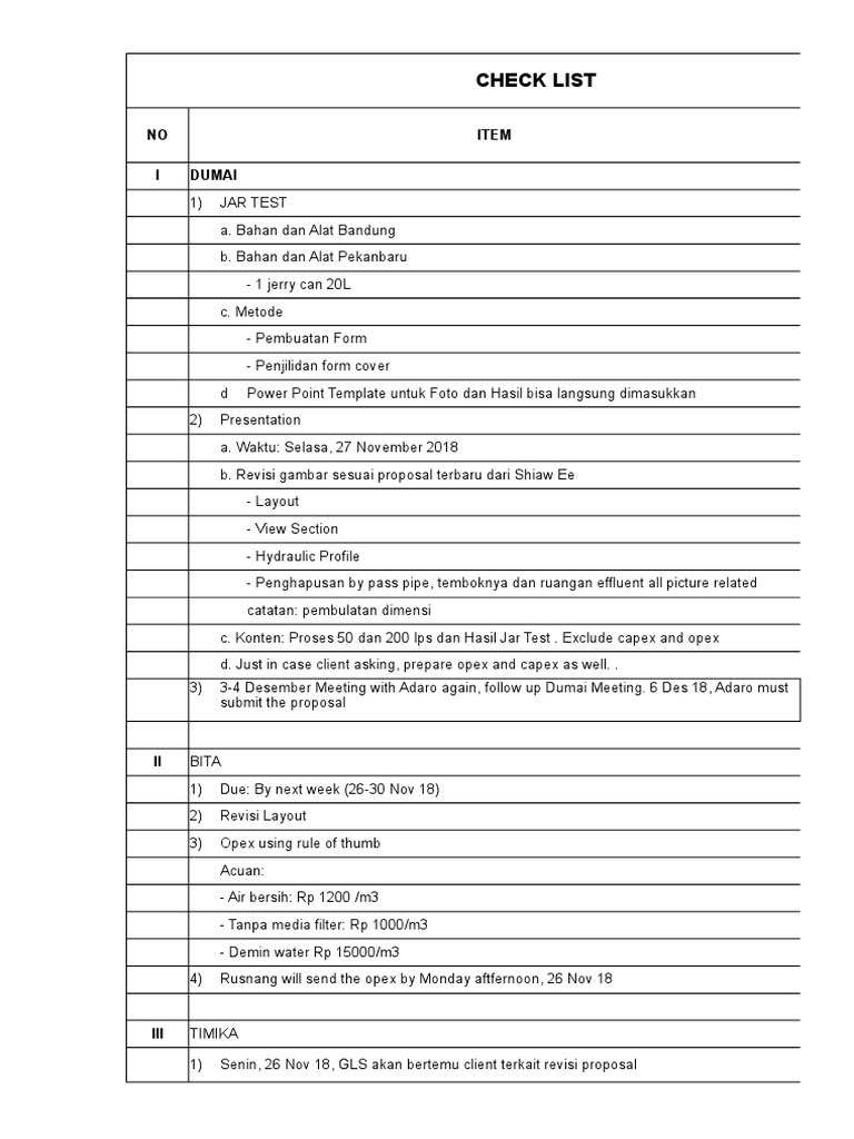 Check List Kosong | PDF | Business