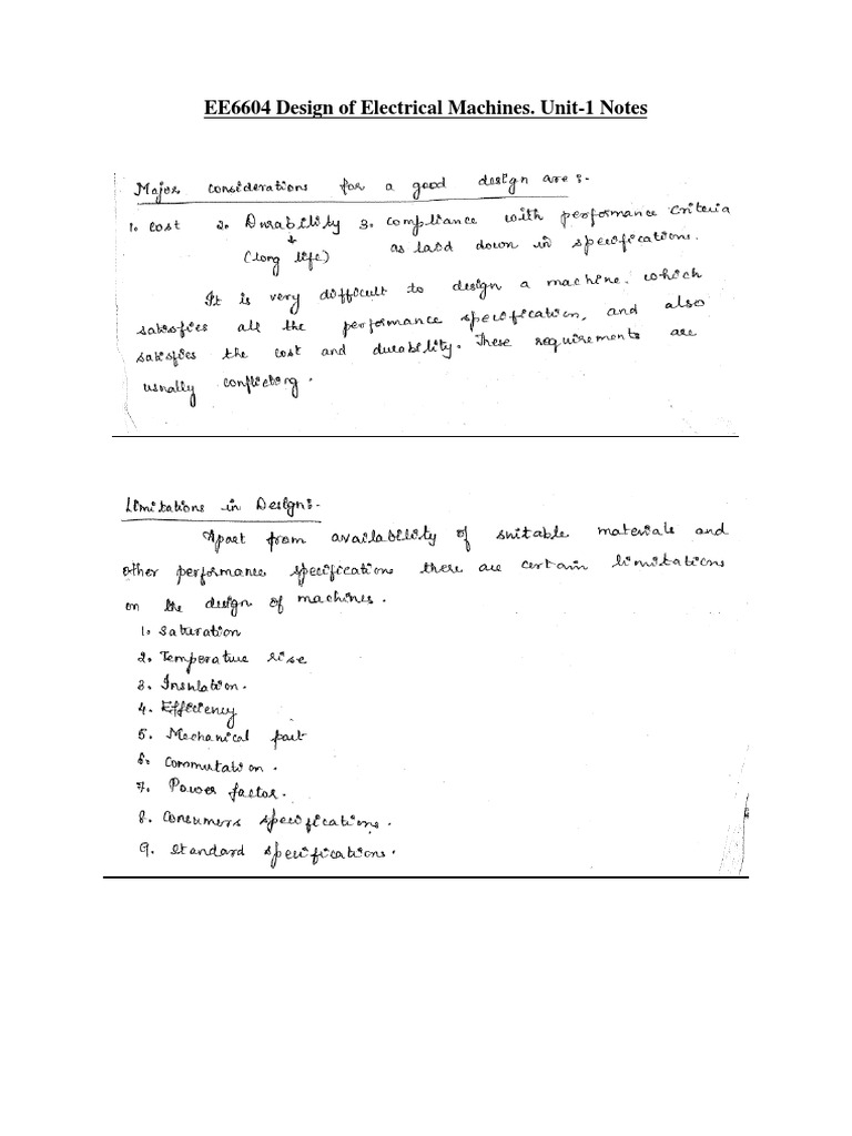 EE6604 Design of Electrical Machines. Unit-1 Notes | PDF | Technology ...