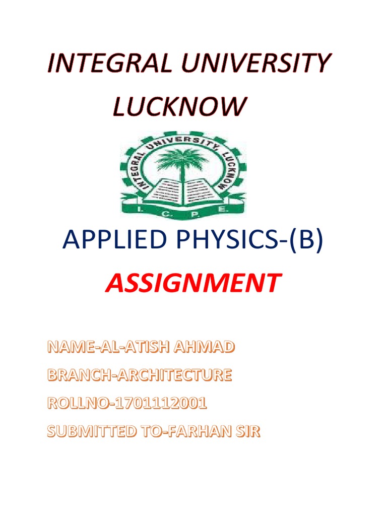 Applied Physics - (B) : Assignment | PDF