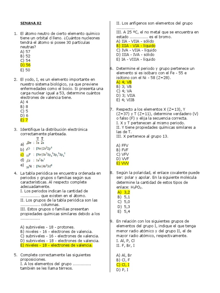 Sabatinos Química Sem 2-12 | PDF | Enlace covalente | Redox