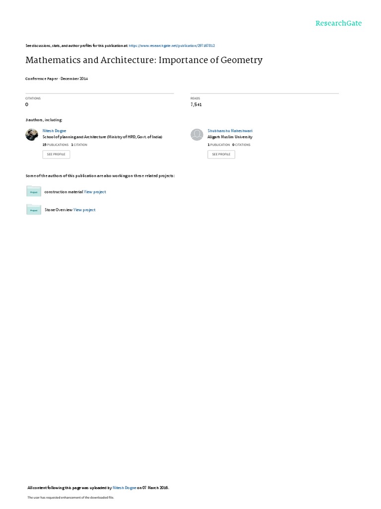 Mathematics and Architecture: Importance of Geometry: December 2014 ...