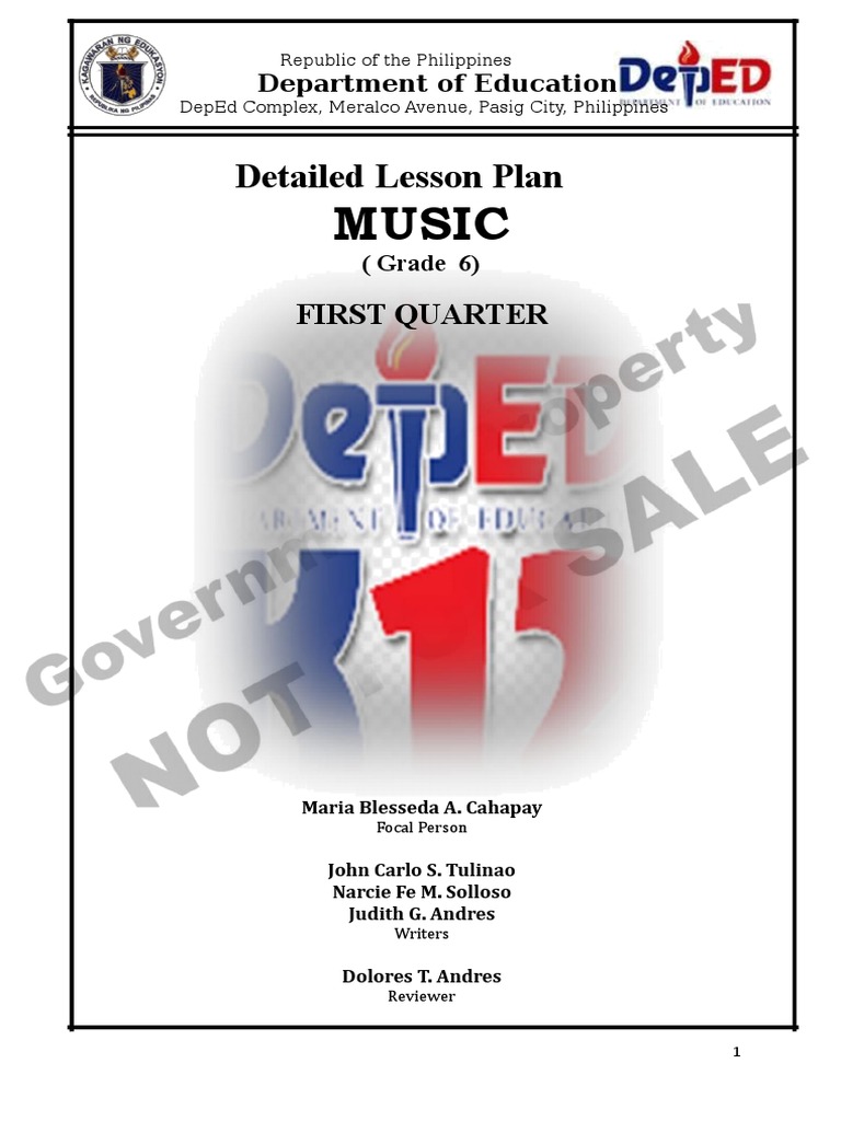 Detailed Lesson Plan on Musical Symbols and Concepts for Grade 6 ...