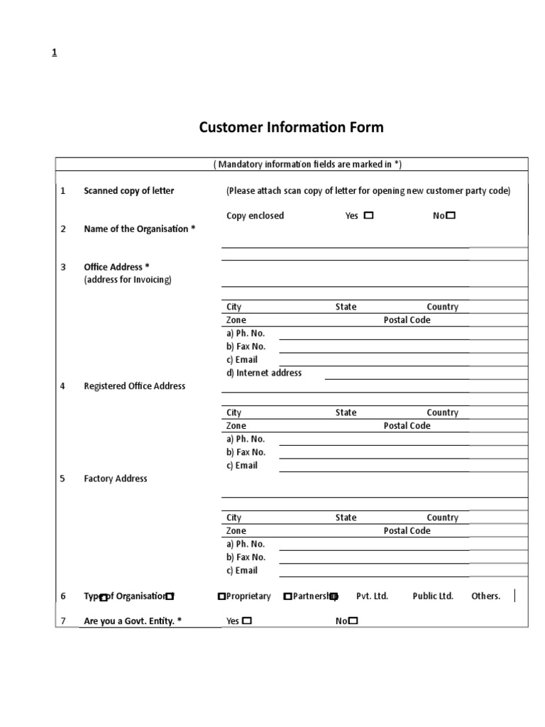 Customer Information Form | PDF | Taxes | Economies