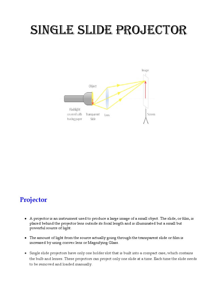 Single Slide Projector Overview | PDF | Finance & Money Management
