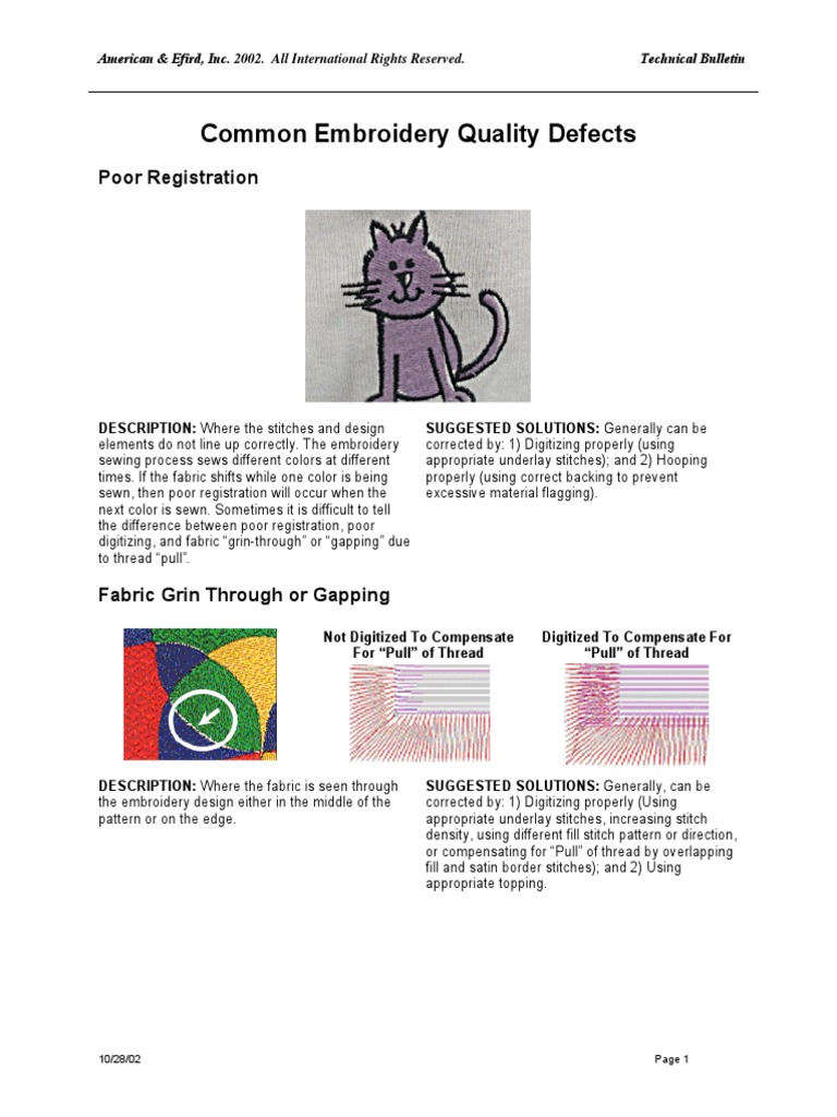 Embroidery Quality Defects | PDF | Embroidery | Sewing