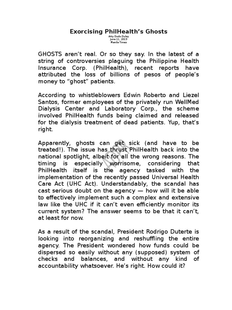 Exorcising PhilHealth Ghosts | PDF | Health Care | Health Economics