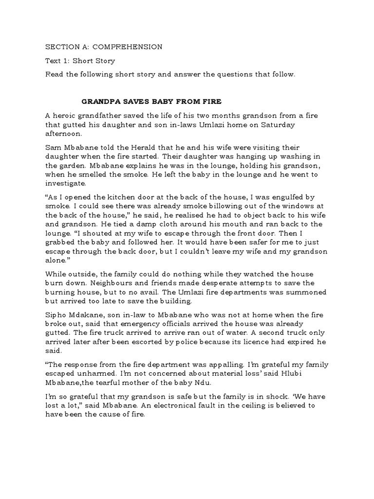 Grandpa Saves Baby from Fire: An Analysis of a Short Story About ...