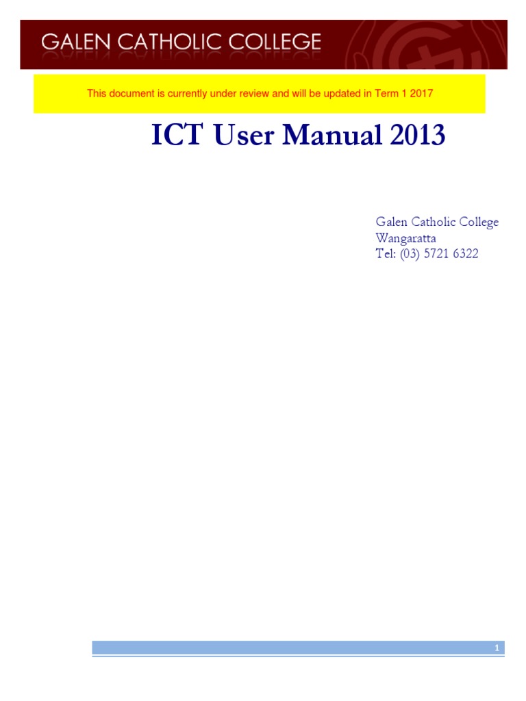 Student ICT User Manual 2013 | PDF | Educational Technology | Computing