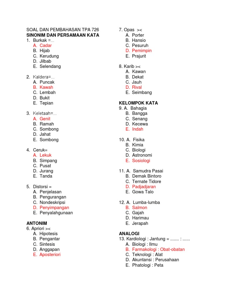 Pembahasan TPA | PDF