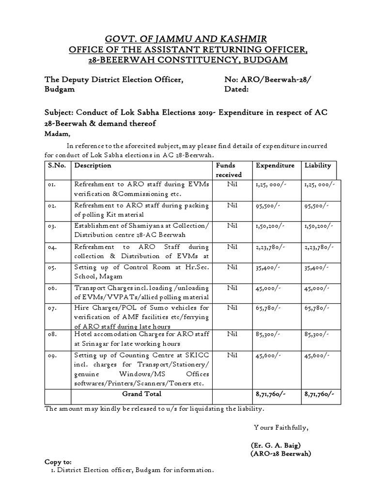 Govt. of Jammu and Kashmir: Office of The Assistant Returning Officer ...