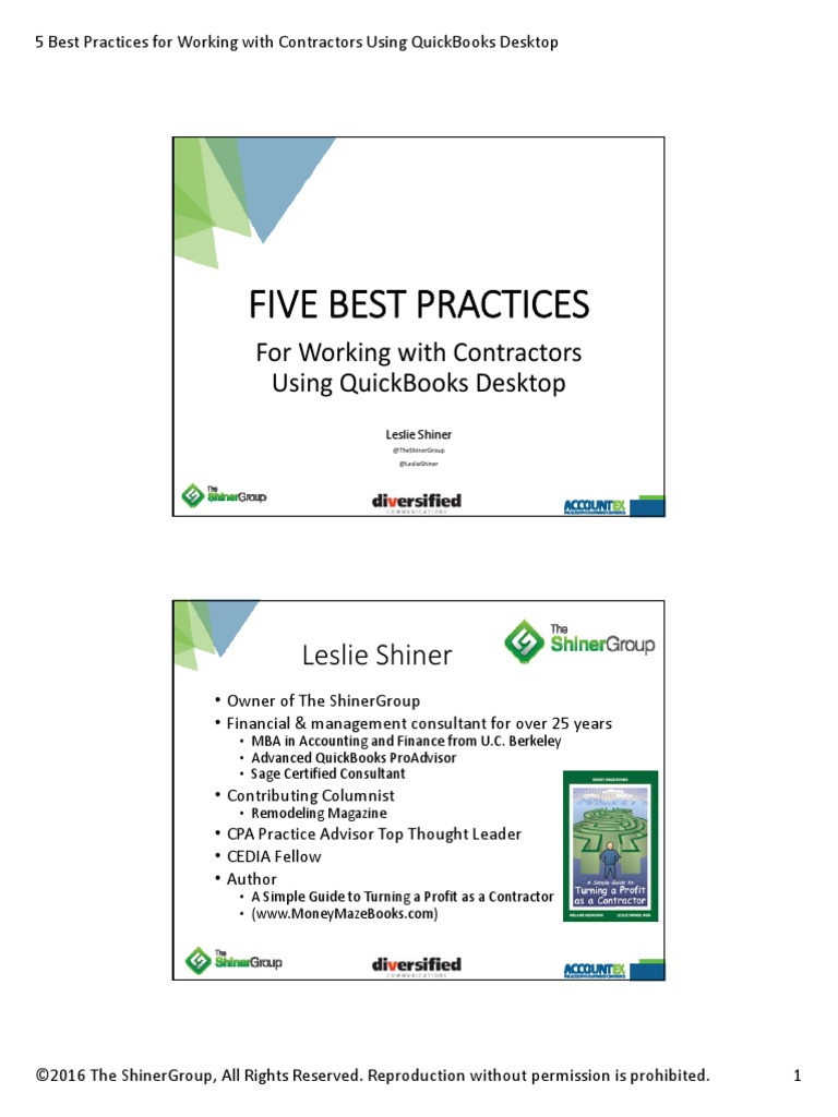 Best Pracices For Working With Contractors Using Quickbooks Desktop ...