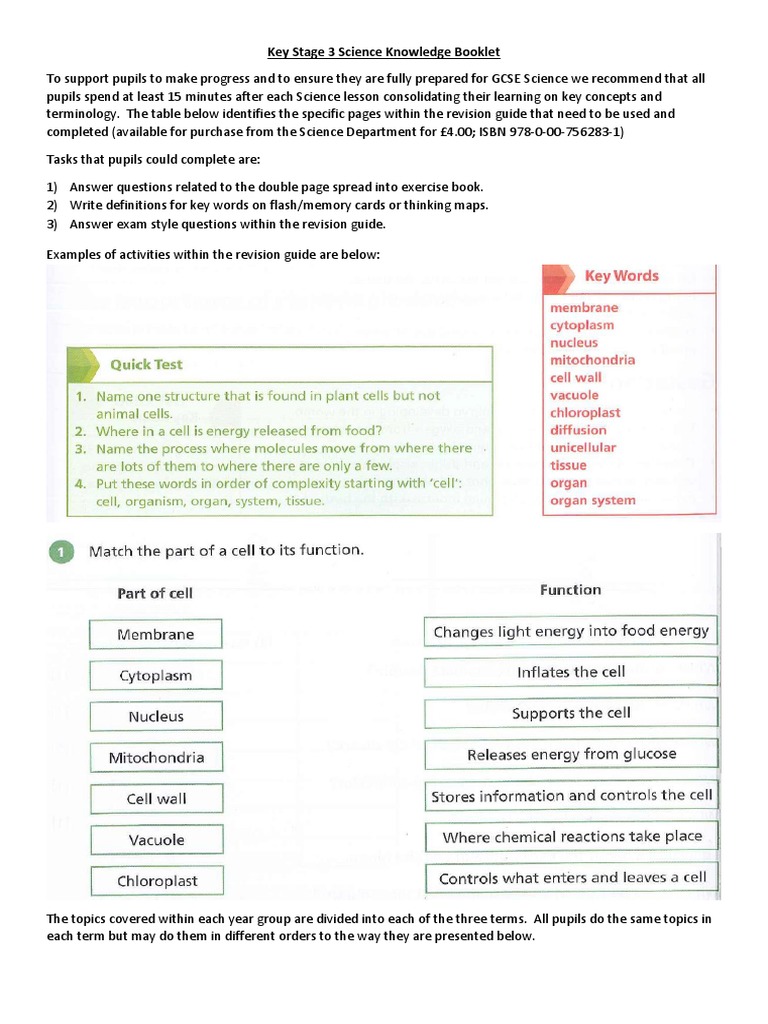 YEAR 8 Key Stage 3 Science Knowledge Booklet | Download Free PDF ...