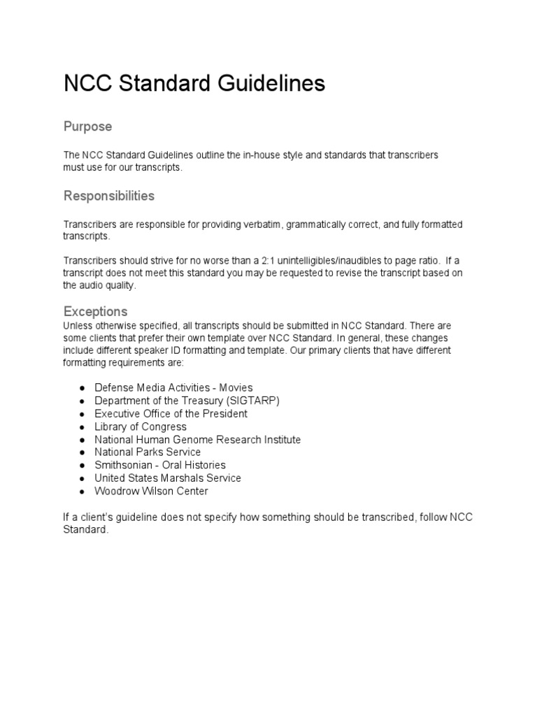 NCC Standard Guidelines 10.20.17 | PDF | Sic | Semiotics