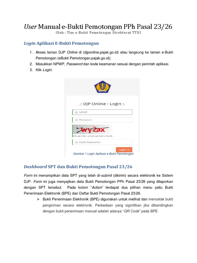 User Manual Aplikasi E-Bupot-2018 | PDF