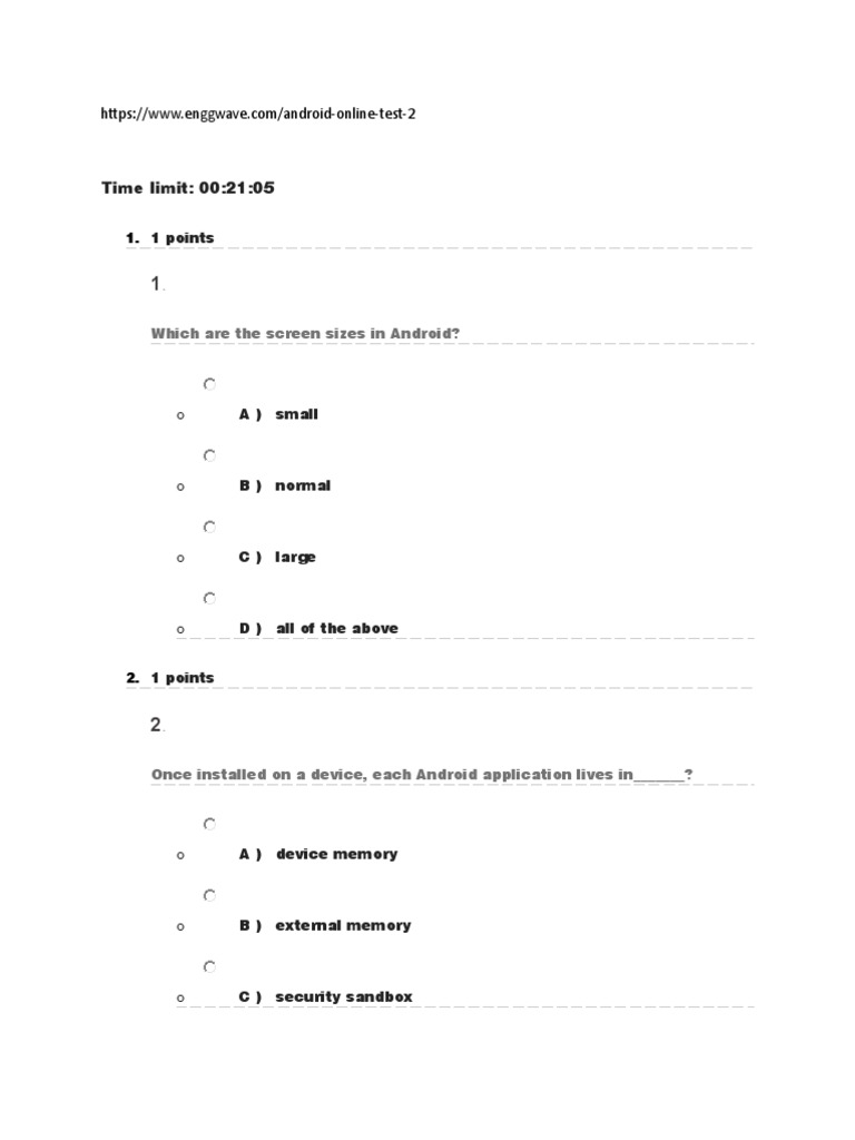Mcq Answer Pdf Android Operating System Java Programming Language