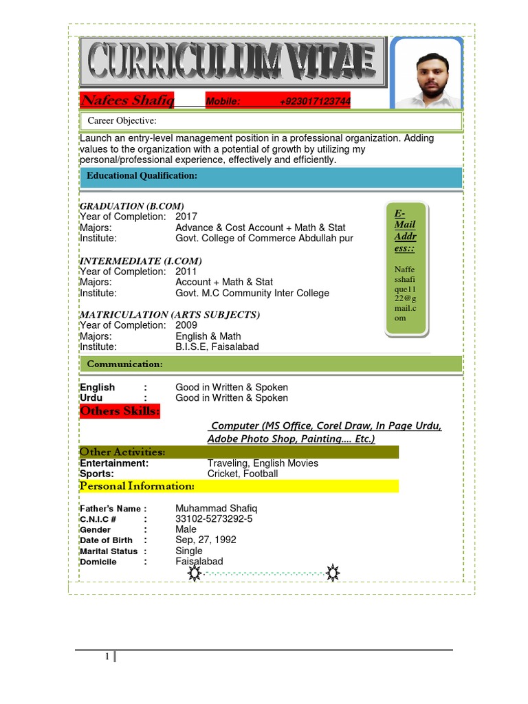 Nafees CV 2017 Complete Aaaaaa | PDF