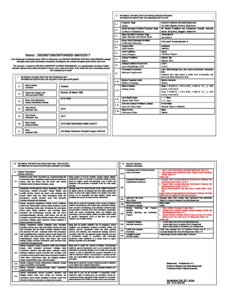 Contoh SKPI | PDF