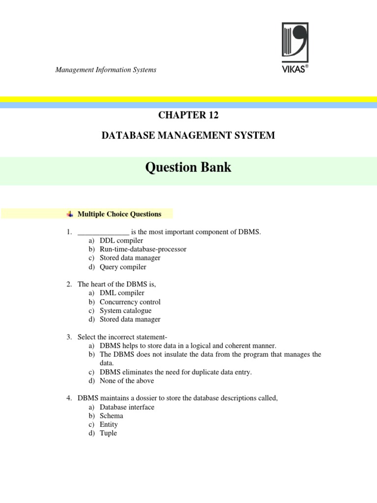 Question Bank: Database Management System | PDF