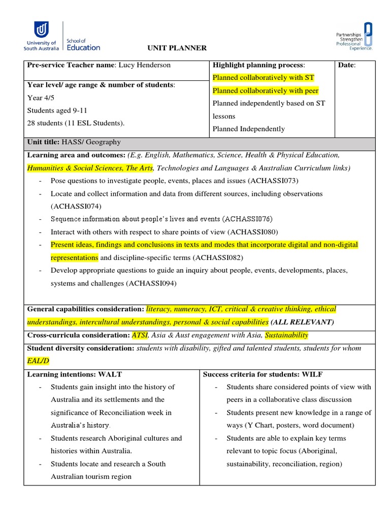 Unit Planner Hass Geography | PDF | Educational Technology | Sustainability