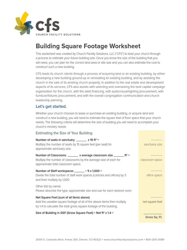 Building Square Footage Worksheet: Let's Get Started | PDF | Acre ...