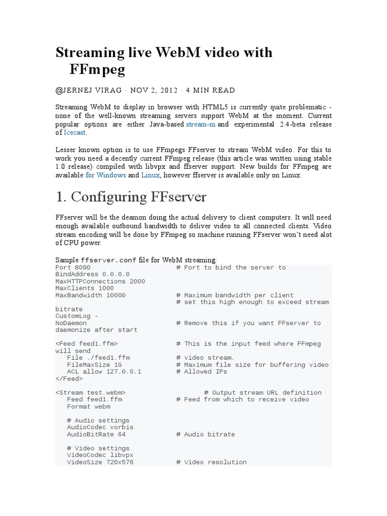 Streaming With Ffmpeg and Ffserver | PDF | Streaming Media | Codec