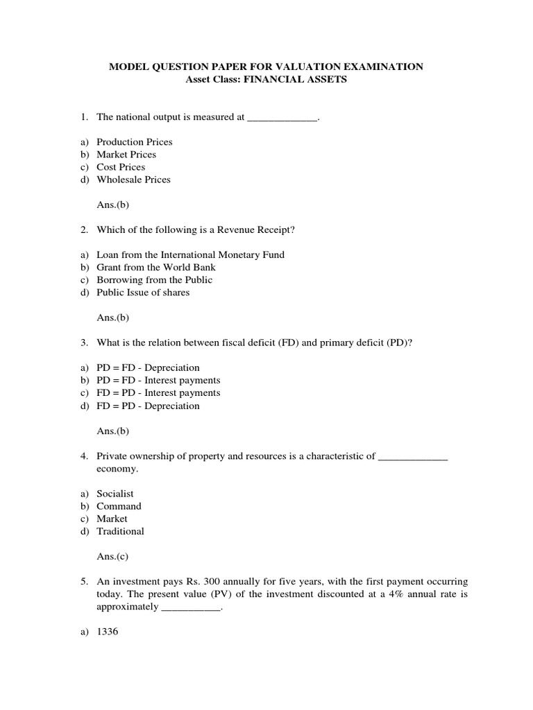 SFA Sample Paper New | PDF | Valuation (Finance) | Bonds (Finance)