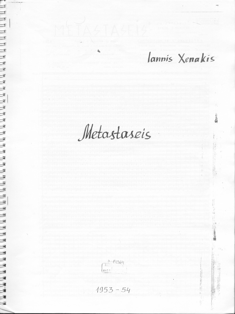 Xenakis Iannis Metastaseis B 1953-54 Score | PDF