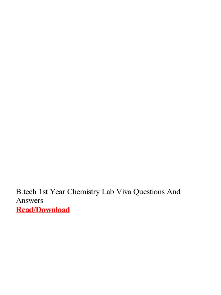 B Tech 1st Year Chemistry Lab Viva Quest PDF | PDF | Engineering ...
