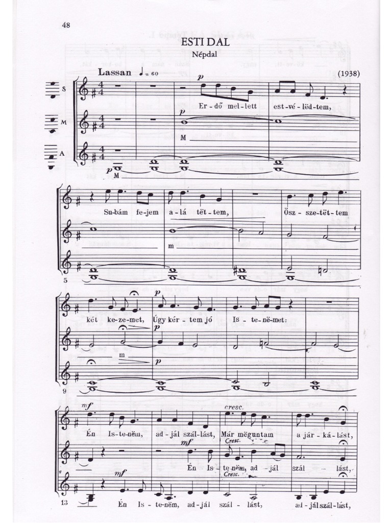 Kodaly Zoltan Esti Dal PDF | PDF