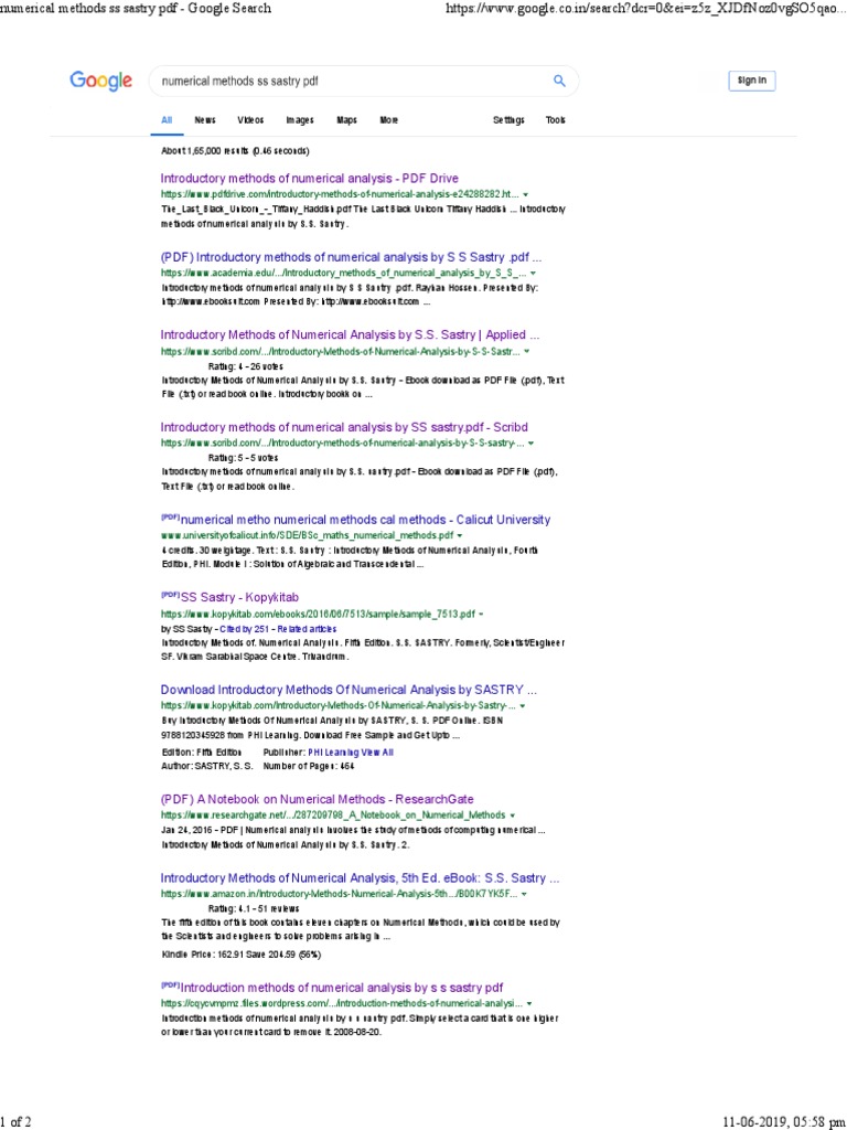 Numerical Methods Ss Sastry PDF - Google Search | PDF | Numerical Analysis | E Books