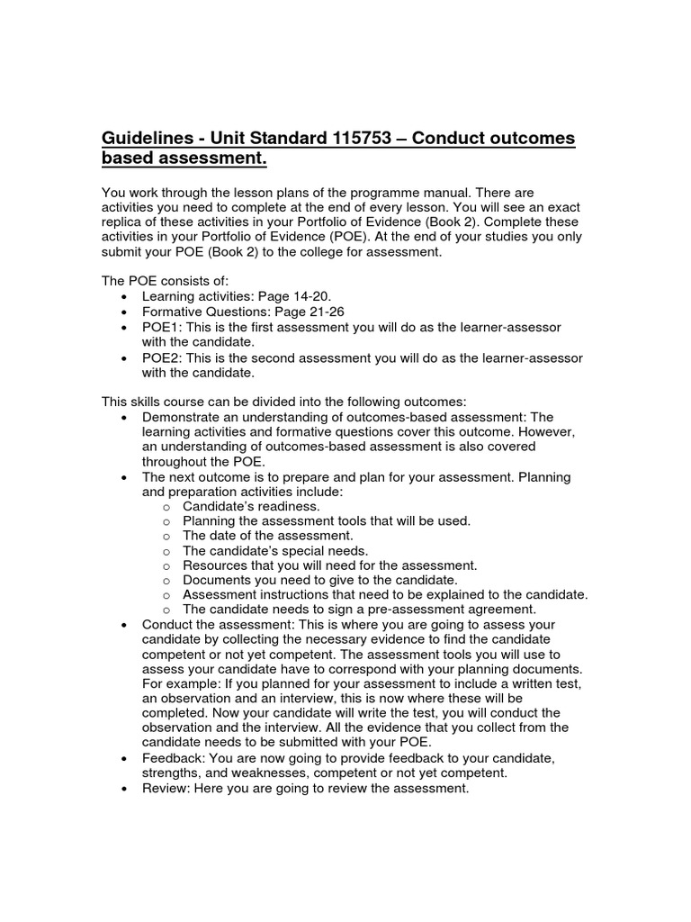 Cob A Guidelines | PDF | Educational Assessment | Pedagogy