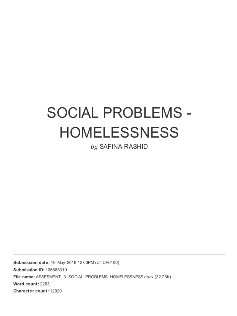 Social Problems - Homelessness | PDF | Homelessness | Cognition
