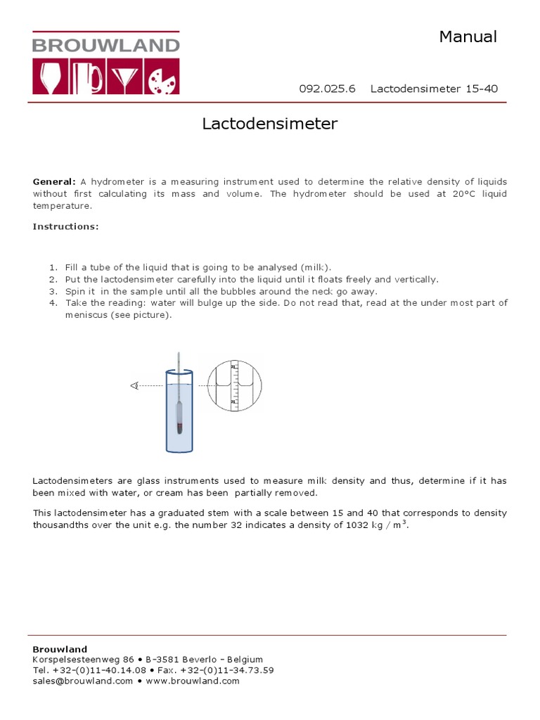 Milk Density Measurement with Lactodensimeter | PDF | Home & Garden