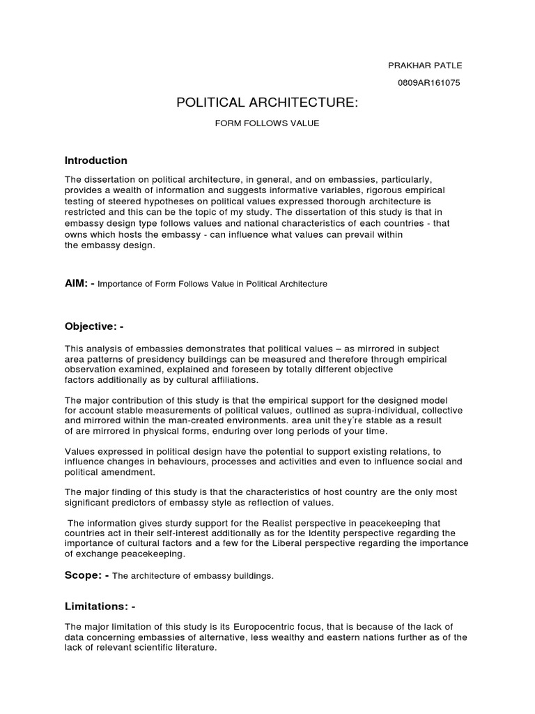Political Architecture:: Prakhar Patle 0809AR161075 | PDF | Design ...