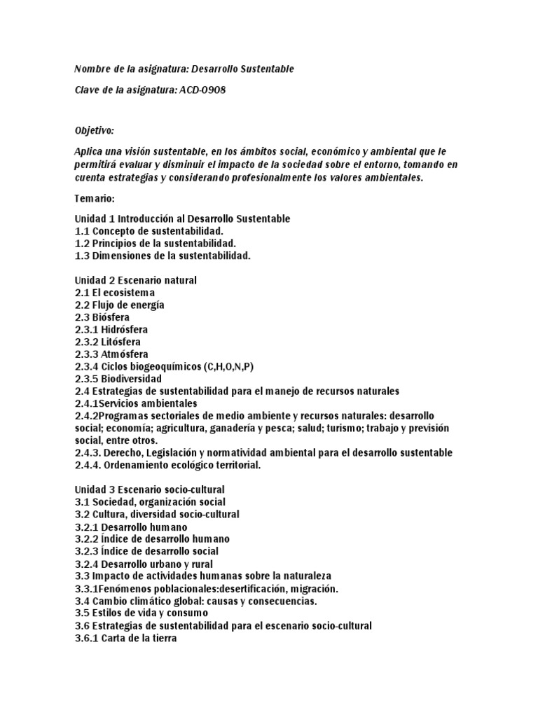 Unidad 5 El Escenario Modificado de La S | PDF | Sustentabilidad ...