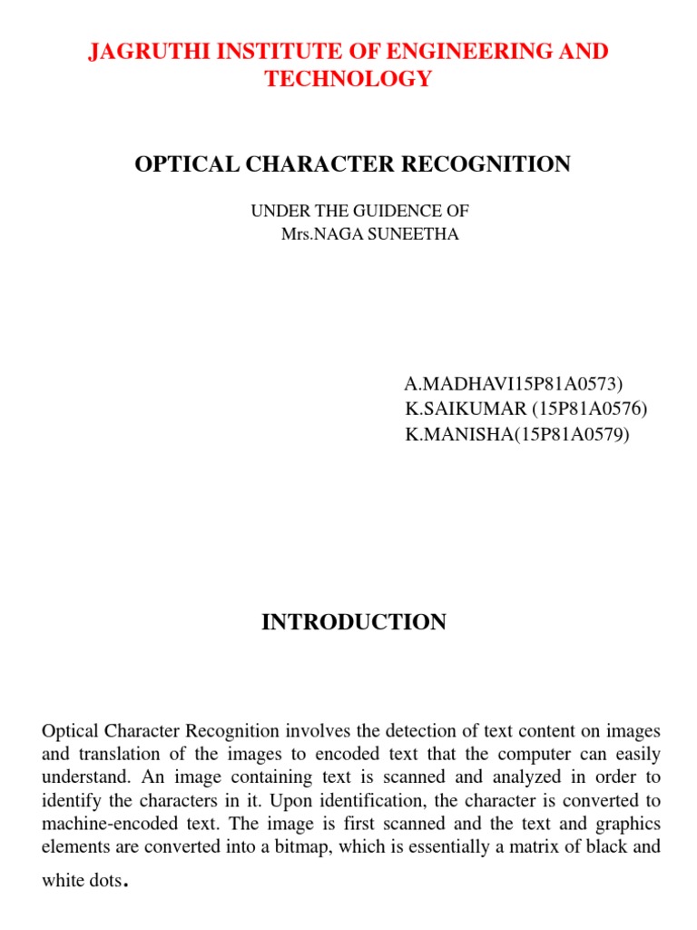 OCR System Overview and Benefits | PDF | Optical Character Recognition ...