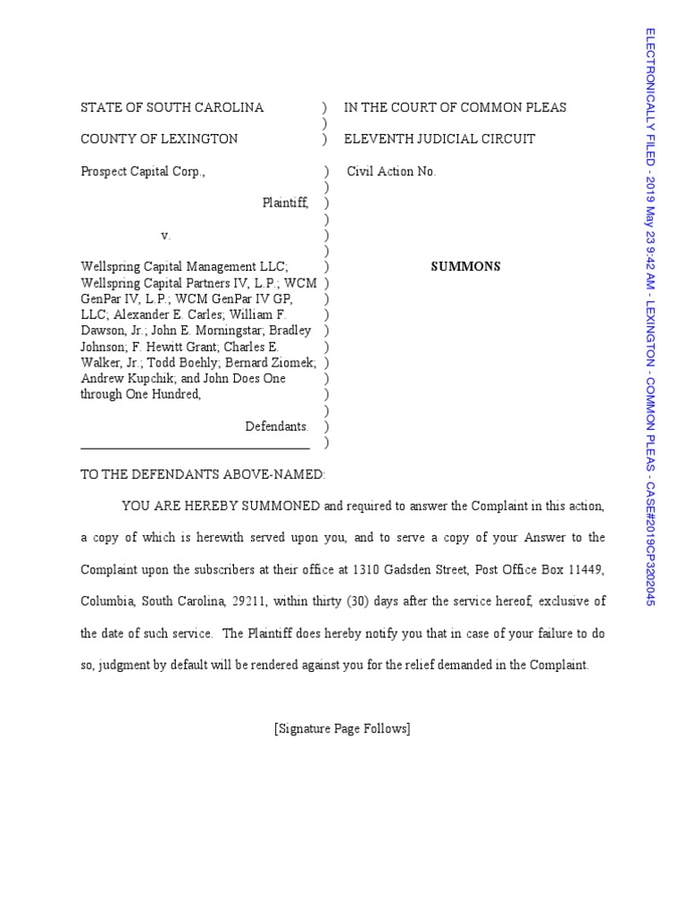 Prospect Capital vs. Wellspring Lawsuit | PDF | Limited Partnership | Loans