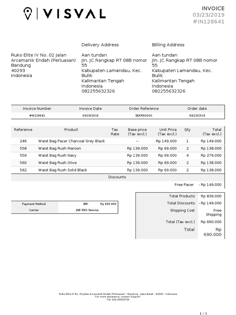 Delivery Address Billing Address: Invoice Number Invoice Date Order ...