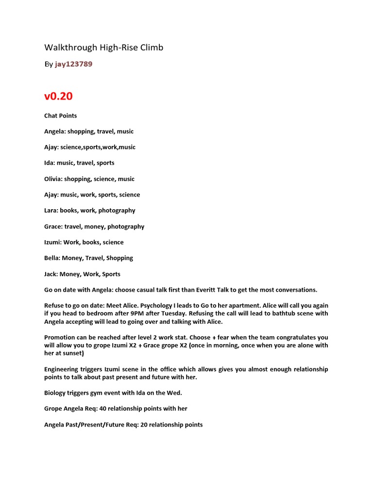 High-Rise Climb Walkthrough Guide | PDF | Leisure