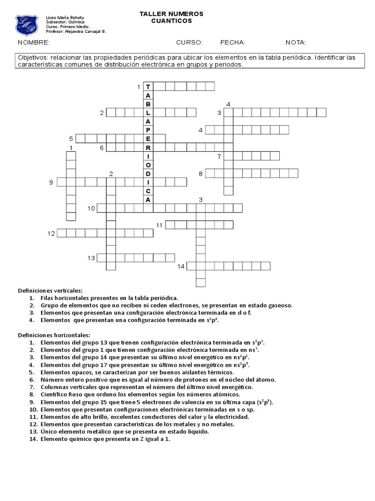 Taller Tabla Periodica Puzzle | PDF | Elementos químicos | Tabla periódica