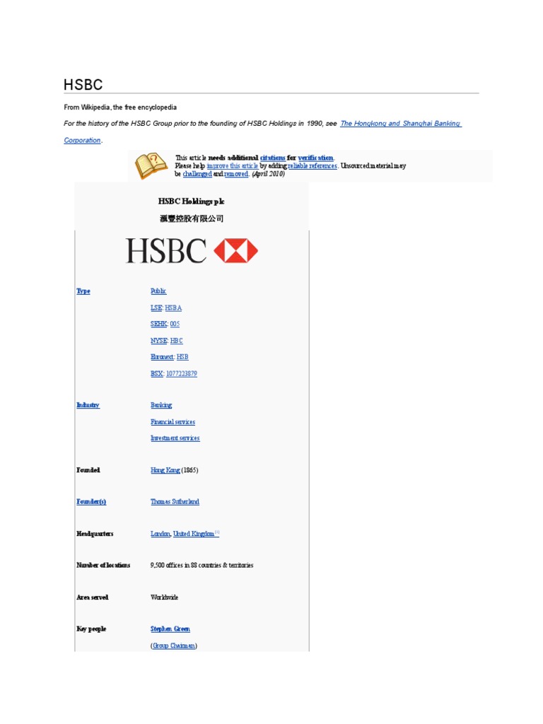 For The History of The HSBC Group Prior To The Founding of HSBC ...