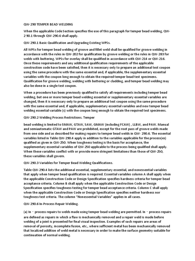 ASME IX Temper Bead Welding | PDF | Welding | Construction